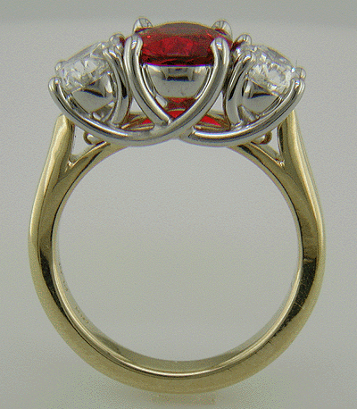 Red Spinel Trellis Ring with Diamonds - Bijoux Extraordinaire
