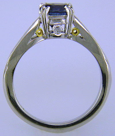 Sapphire Engagement Ring with Hidden Diamonds - Bijoux Extraordinaire